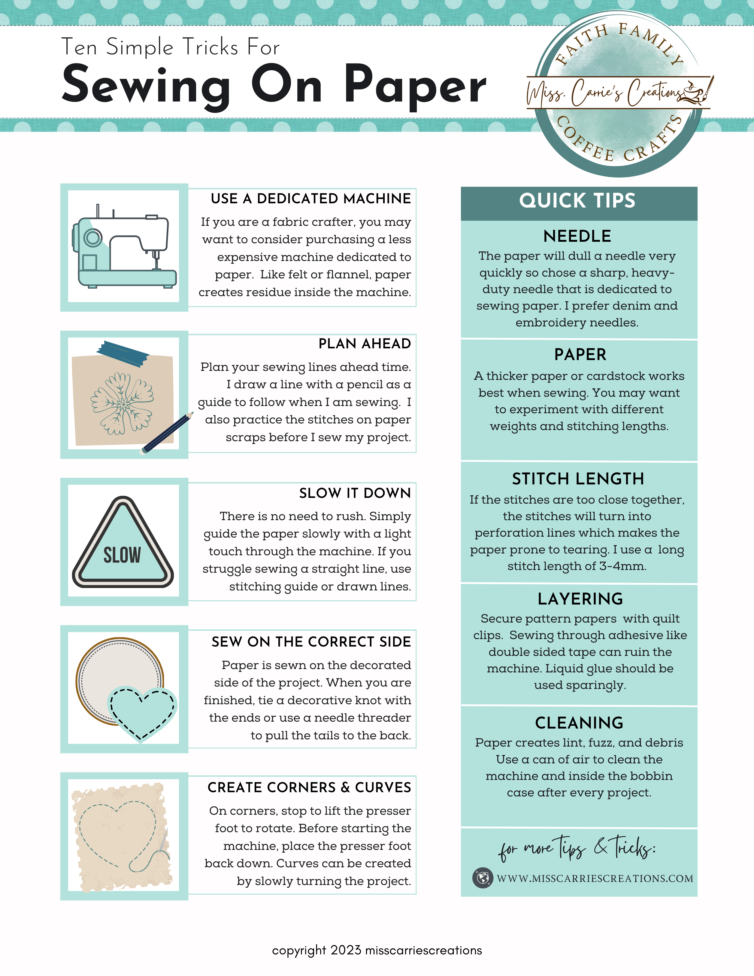 Sewing on Paper Worksheet – Miss. Carrie's Creations